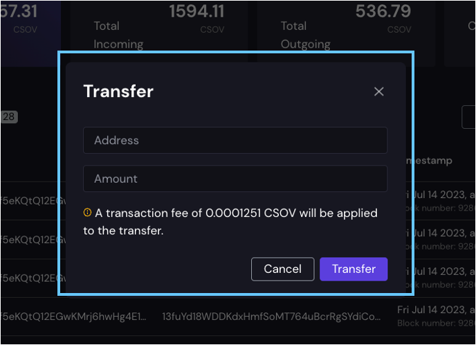 How do I transfer CSOV?